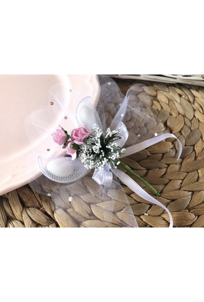 Cemrek Pembe Çiçekli Nikah Şekeri (25 Adet)