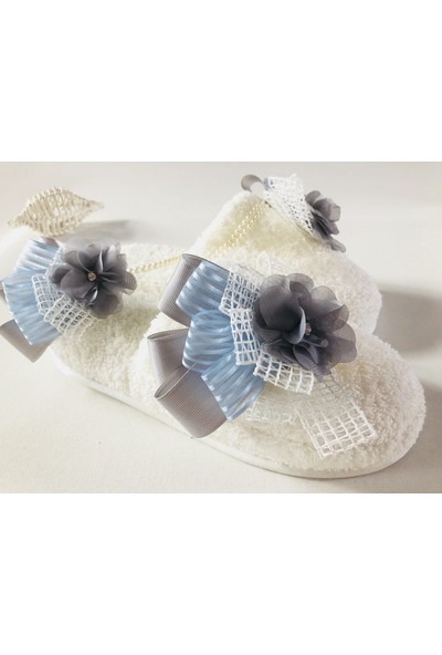 Cemrek Kumaş Çiçekli Lohusa Terliği Takımı