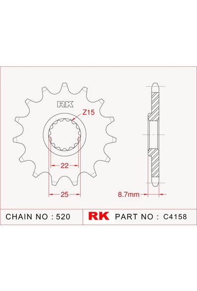 Ktm SX-F 450 RK Çelik Ön Dişli C4158-13 (2016-2018)