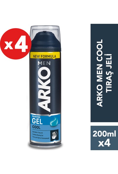 Arko Men Cool Tıraş Jeli 4'lü Paket 200 ml Arko Men Cool Tıraş Jeli 4'lü Paket 200 ml