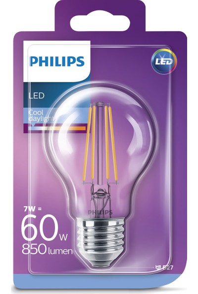 Philips LED Classic 60W A60 E27 Non-Dim 6500K Beyaz Işık Filament Ampul Philips LED Classic 60W A60 E27 Non-Dim 6500K Beyaz Işık Filament Ampul