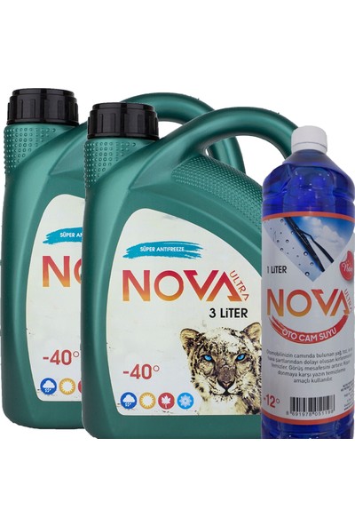 Nova ULTRA -40 Derece Yeşil Antifriz 6 lt Ve Cam Suyu Nova ULTRA -40 Derece Yeşil Antifriz 6 lt Ve Cam Suyu