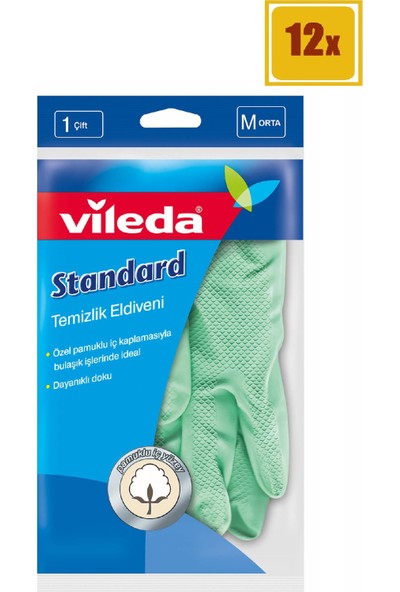 Vileda Standart Temizlik Eldiveni Orta 12'li Set Vileda Standart Temizlik Eldiveni Orta 12'li Set