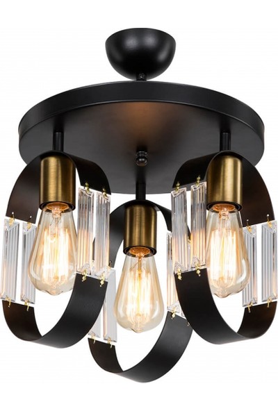 AVONNI AR-65185-3T-BSY Siyah Boyalı Modern Avize E27 Metal Cam 30cm AVONNI AR-65185-3T-BSY Siyah Boyalı Modern Avize E27 Metal Cam 30cm