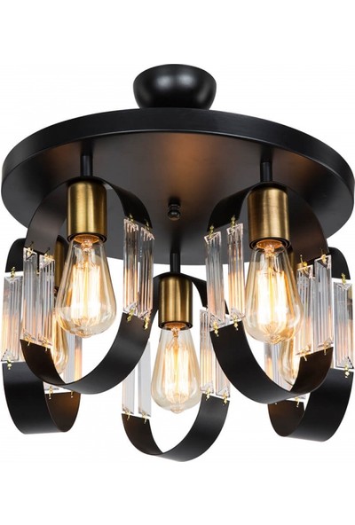 AVONNI AR-65185-5T-BSY Siyah Boyalı Modern Avize E27 Metal Cam 35cm AVONNI AR-65185-5T-BSY Siyah Boyalı Modern Avize E27 Metal Cam 35cm