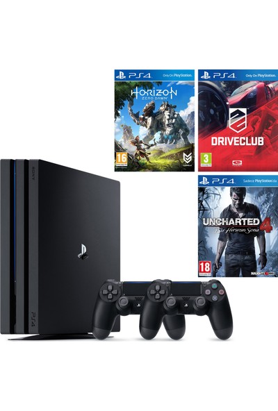 Sony Playstation 4 Pro 1 Tb Oyun Konsol (Cuh-7216B) + 2. Kol + Ps4 Uncharted 4 + Ps4 Driveclub + Ps4 Horizon Zero Dawn Sony Playstation 4 Pro 1 Tb Oyun Konsol (Cuh-7216B) + 2. Kol + Ps4 Uncharted 4 + Ps4 Driveclub + Ps4 Horizon Zero Dawn