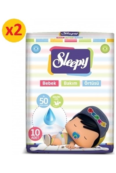 Sleepy Bebek Bakım Örtüsü 10'lu 60x90 cm 2 Paket
