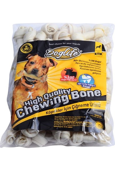 Doglife Sütlü Düğümlü Kemik Beyaz 18-20 Gr 50 Adet