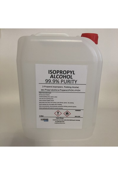 Lepus İpa İzopropil Alkol C3H70H (%99,9 Saflık) 5 Litre Lt Lepus Kimya Lepus İpa İzopropil Alkol C3H70H (%99,9 Saflık) 5 Litre Lt Lepus Kimya