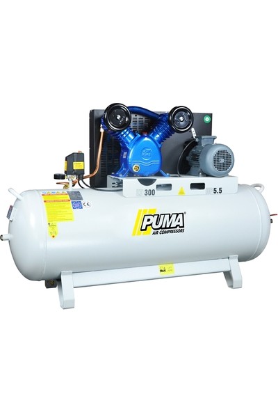 Puma İtalyan Kafalı 300 Litre 5,5 Hp 8 Bar Pistonlu Kompresör