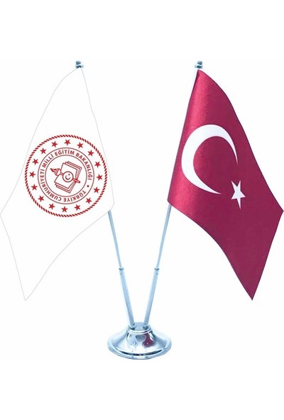 Bayrakal Milli Eğitim Yeni Logolu İkili Masa Bayrağı Bayrakal Milli Eğitim Yeni Logolu İkili Masa Bayrağı