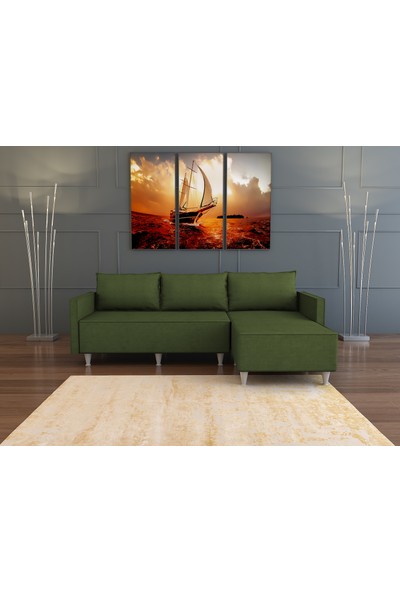 Evdemo Aybüke Köşe Koltuk Haki Yeşil