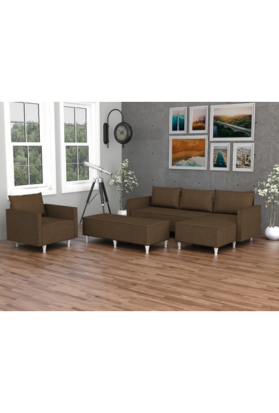 Evdemo Belinay Köşe Koltuk Takımı Kahverengi