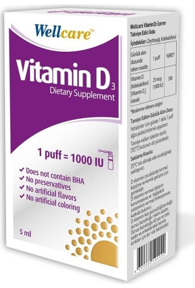 Wellcare Vitamin D3 1000'LÜ 5 ml