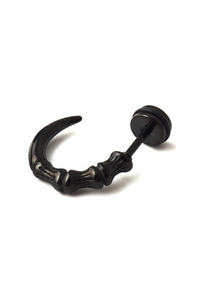 Chavin Motifli Siyah Pençe Çelik Erkek Küpe Dr26Sy