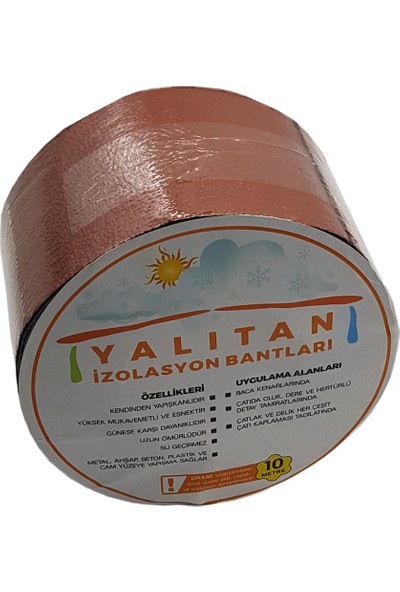 Yalıtan Kırmızı Alüminyum Kaplı İzolasyon Yalıtım Bantı 10 cm x 10 mt