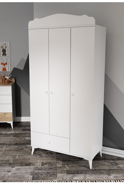 Baby Darling Sansa 3 Kapaklı Dolap Beyaz Baby Darling Sansa 3 Kapaklı Dolap Beyaz