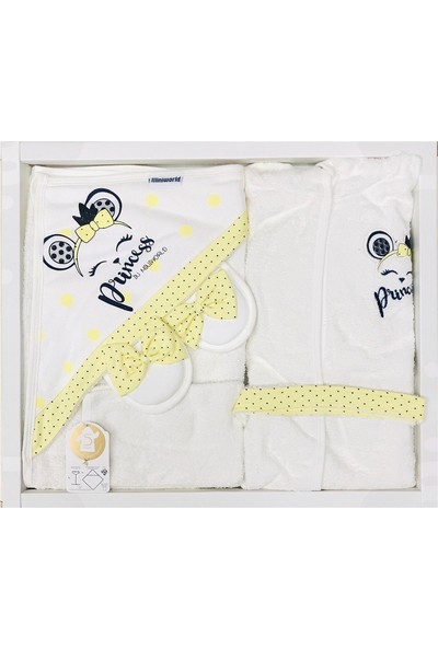 Miniworld Kız Bebek Fiyonklu Prenses Bornoz Takımı Doğal