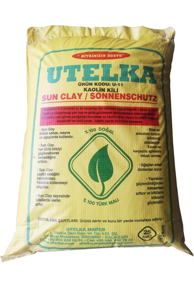 Utelka Kaolin Kili - Bitkileri Güneş Yanığından Korur 25 Kg Utelka Kaolin Kili - Bitkileri Güneş Yanığından Korur 25 Kg