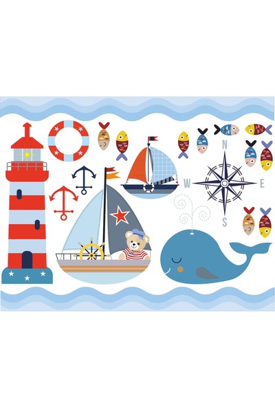 Dekor Loft Premium Denizci Çocuk Odası Duvar Sticker CS-664