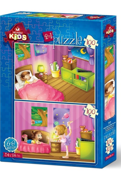 Art Çocuk Puzzle Uyku Vakti ve Bale Provası 2x100 Parça Puzzle Art Çocuk Puzzle Uyku Vakti ve Bale Provası 2x100 Parça Puzzle