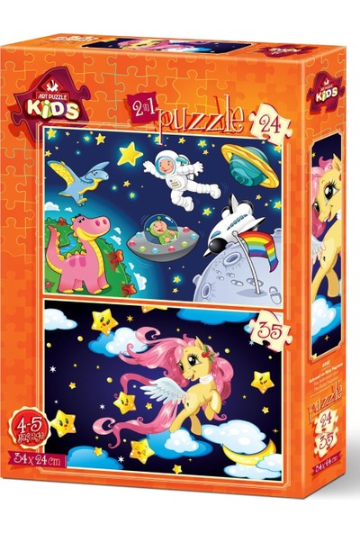 Art Çocuk Puzzle Astronot ve Mini Pegasus 24+35 Parça Puzzle Art Çocuk Puzzle Astronot ve Mini Pegasus 24+35 Parça Puzzle