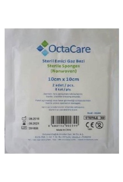 Medikalbim Octacare 2160 Steril Emici Gazlı Bez 10Cm X 10Cm 2 Medikalbim Octacare 2160 Steril Emici Gazlı Bez 10Cm X 10Cm 2