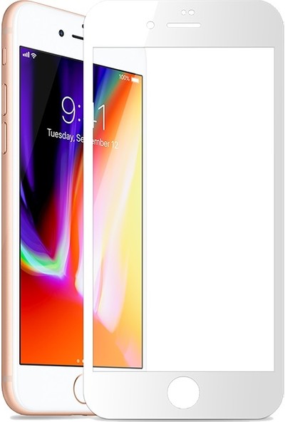 Kılıfreyonum Apple iPhone 8 Plus Gerçek 5D Kavisli Ekran Koruyucu Cam (Beyaz)