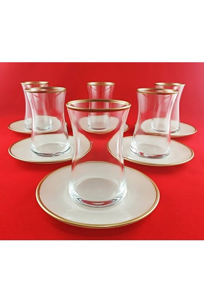 Paşabahçe Heybeli Krem Altın 12 Parça Çay Seti Paşabahçe Heybeli Krem Altın 12 Parça Çay Seti