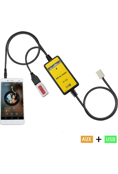 Techmaster Toyota Corolla Avensis Aurs Yaris Rav4 Uyumlu Usb Aux Adaptör qx5 Techmaster Toyota Corolla Avensis Aurs Yaris Rav4 Uyumlu Usb Aux Adaptör qx5