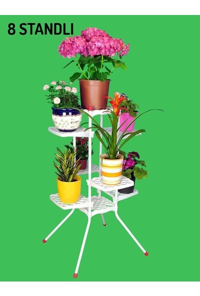 Cici Balkon Bahçe Saksı Standı Saksılık Çiçeklik 8li