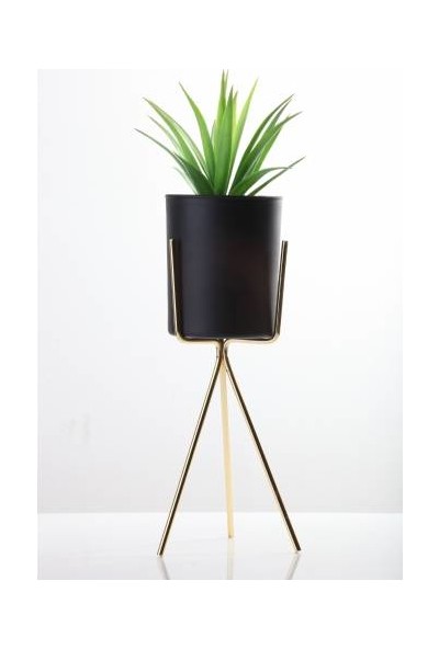 Mien Dekoratif Mini Metal Ayaklı Saksı Vazo Metal Siyah Dekoratif Ayaklı Saksı