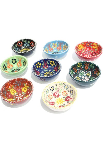 İlbay Çini Takı 8 cm 8 li Dantel Çini Kase Takımı