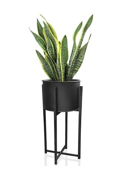 Mien Metal Siyah Dekoratif Ayaklı Saksı Ferforje Ayaklı 26 x 45 cm