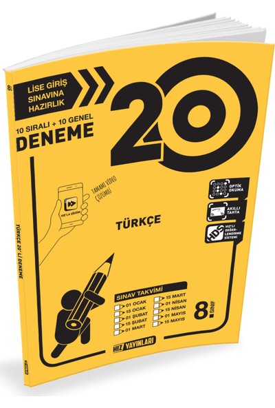 Hız Yayınları 8. Sınıf Türkçe 20 li Deneme