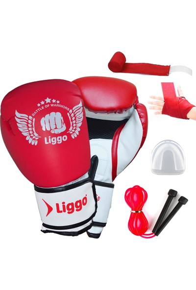 Liggo Yetişkin ve Çocuk Boks Eldiveni Seti Bandaj Dişlik Atlama İpi Kick Boks Muay Thai Kırmızı 8 Oz Liggo Yetişkin ve Çocuk Boks Eldiveni Seti Bandaj Dişlik Atlama İpi Kick Boks Muay Thai Kırmızı 8 Oz