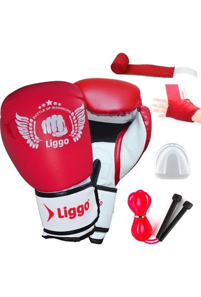 Liggo Yetişkin ve Çocuk Boks Eldiveni Seti Bandaj Dişlik Atlama İpi Kick Boks Muay Thai Kırmızı 10 Oz Liggo Yetişkin ve Çocuk Boks Eldiveni Seti Bandaj Dişlik Atlama İpi Kick Boks Muay Thai Kırmızı 10 Oz