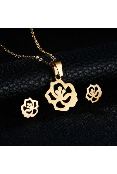 Myfavori Paslanmaz Çelik Küpe Kolye Set Sevgiliye Değişik Hediyeler