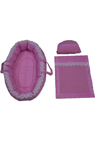 Akat Oyuncak Oval Pembe Bebek Yatağı Seti Akat Oyuncak Oval Pembe Bebek Yatağı Seti