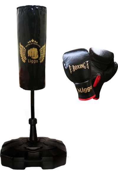 Liggo Kum Torbası 145 Cm Ayaklı Boks Vurma Standı Boks Eldiveni Hediyeli