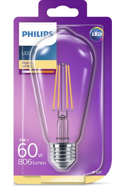 Philips LED Classic 60W ST64 E27 Non-Dim 2700K Led Filament Ampul Philips LED Classic 60W ST64 E27 Non-Dim 2700K Led Filament Ampul