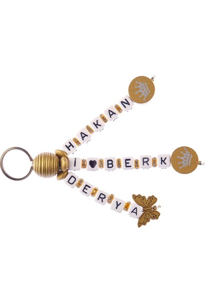 Sahi Aksesuar HBAİA01 Ahşap Boncuklu Üç İsimli Anahtarlık