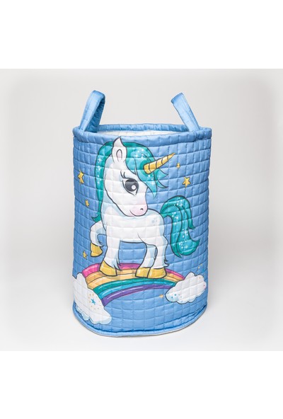 Mimiko Mavi Unicorn Desenli Oyuncak ve Çamaşır Sepeti Mimiko Mavi Unicorn Desenli Oyuncak ve Çamaşır Sepeti