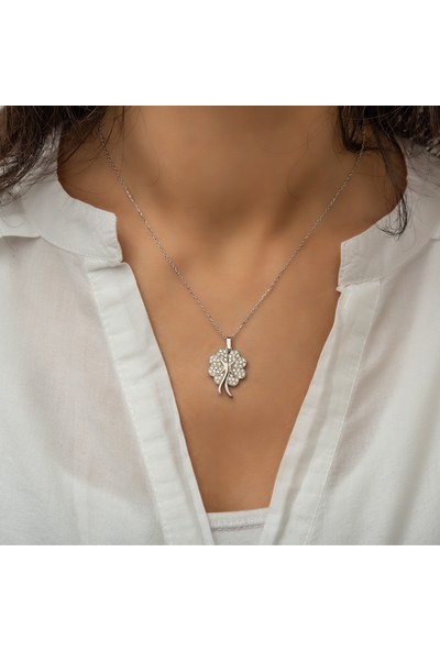 Papatya Silver Pty1000060 Kişiye Özel Açılır Kapanır Yonca Kolye
