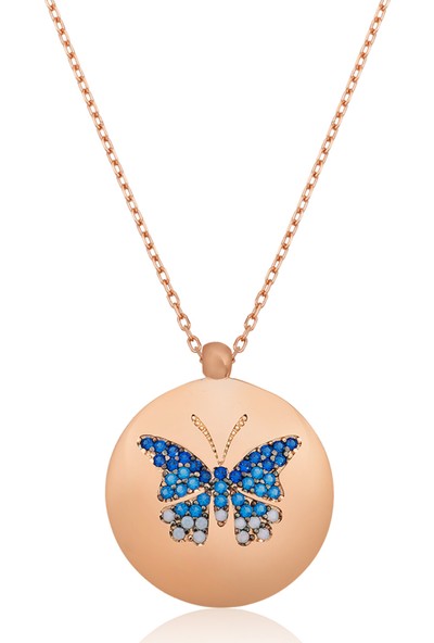 Papatya Silver Kişiye Özel Plaka Kelebek Kolye