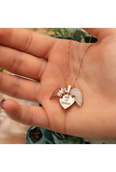 Papatya Silver Kişiye Özel Açılır Kapanır Desenli Kalp Kolye