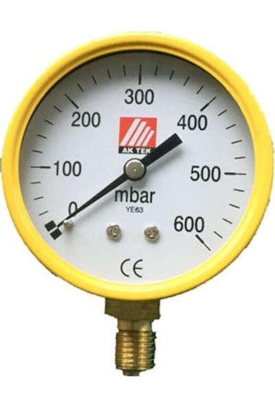 Aktek - 63Mm 600 Mbar Manometre Alttan Bağlantılı Aktek - 63Mm 600 Mbar Manometre Alttan Bağlantılı