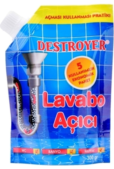 Destroyer 300 Gram Granül Lavabo Açıcı Destroyer 300 Gram Granül Lavabo Açıcı