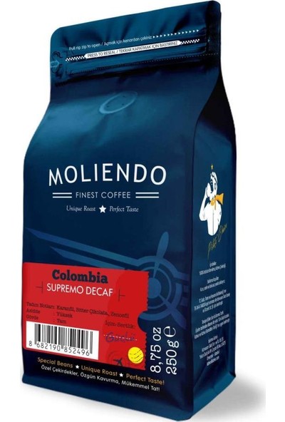 Moliendo Colombia Supremo Decaf (Kafeinsiz) Yöresel Çekirdek Kahve 1000 gr Moliendo Colombia Supremo Decaf (Kafeinsiz) Yöresel Çekirdek Kahve 1000 gr