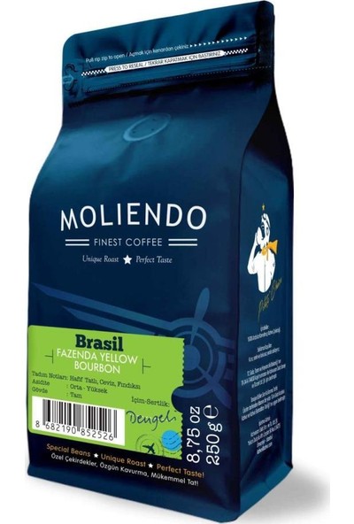 Moliendo Brasil Fazenda Yellow Bourbon Yöresel Çekirdek Kahve 250 gr Moliendo Brasil Fazenda Yellow Bourbon Yöresel Çekirdek Kahve 250 gr